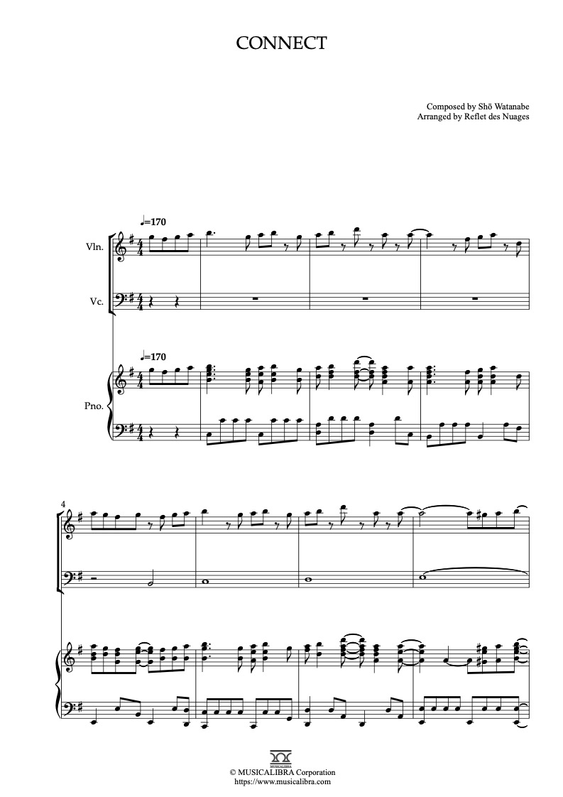 [TRIO SHEET MUSIC] Connect(ClariS) - Violin, Cello and Piano Chamber ...