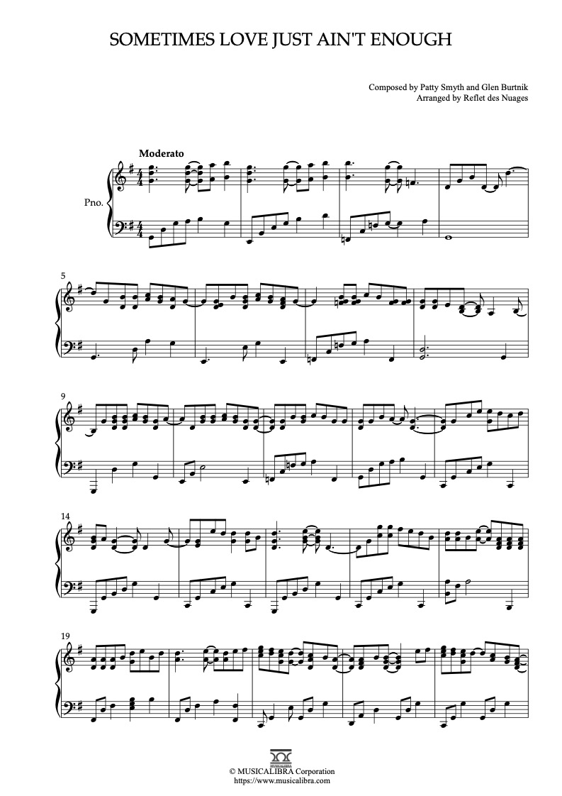 [PIANO SOLO 악보] Sometimes Love Just Ain't Enough 피아노 편곡 악보 ...