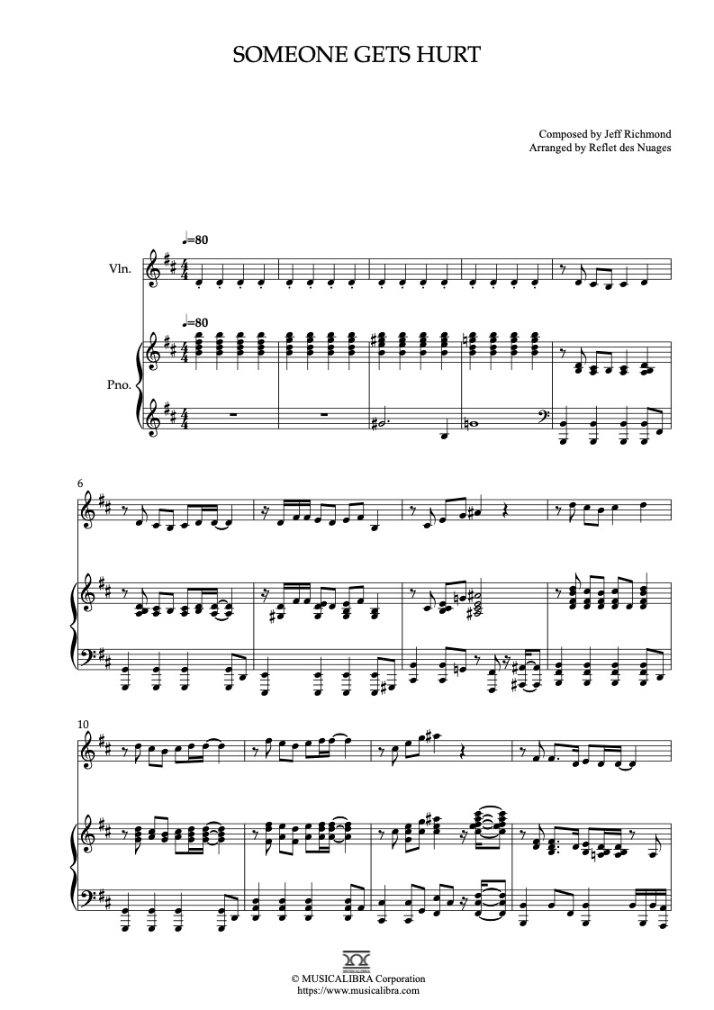 [DUET SHEET MUSIC] Someone Gets Hurt - Violin and Piano Chamber ...