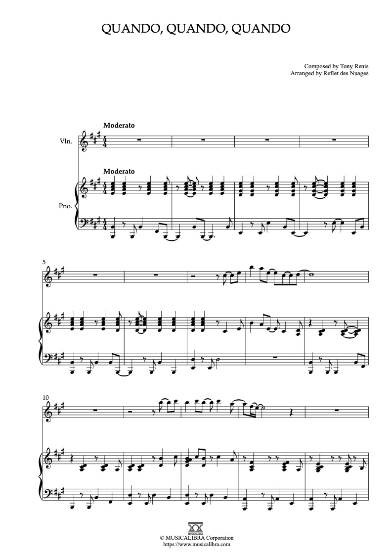 [DUET SHEET MUSIC] Quando, Quando, Quando - Violin and Piano Chamber ...