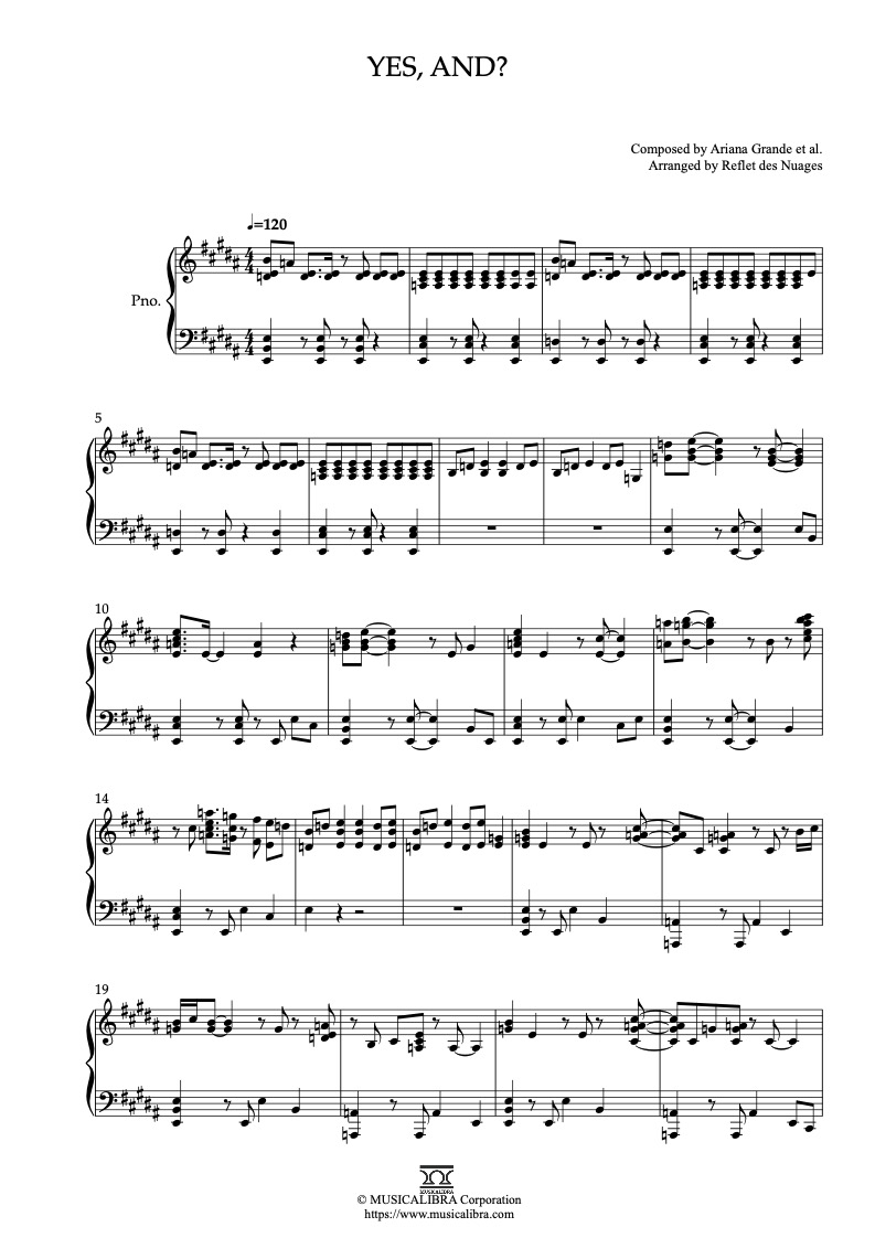 [PIANO SOLO SHEET MUSIC] yes, and? : MUSICALIBRA