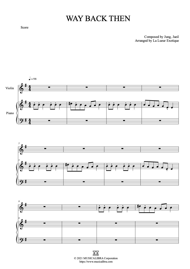 [DUET SHEET MUSIC] Way Back Then - Violin and Piano Chamber Ensemble ...