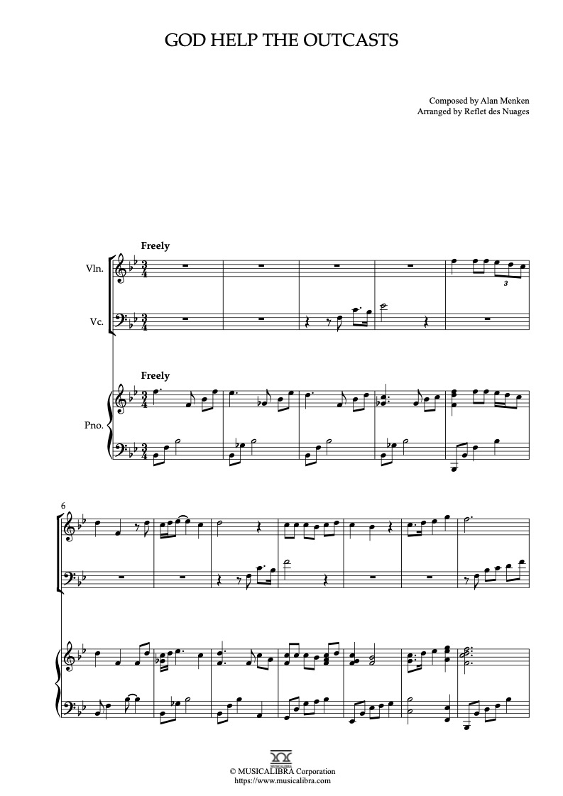 [TRIO SHEET MUSIC] God Help the Outcasts - Violin, Cello and Piano ...