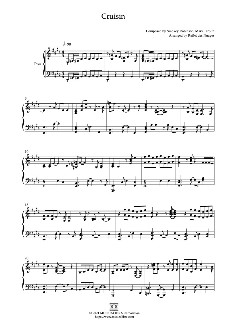 [PIANO SOLO SHEET MUSIC] Cruisin' Sheet Music : MUSICALIBRA