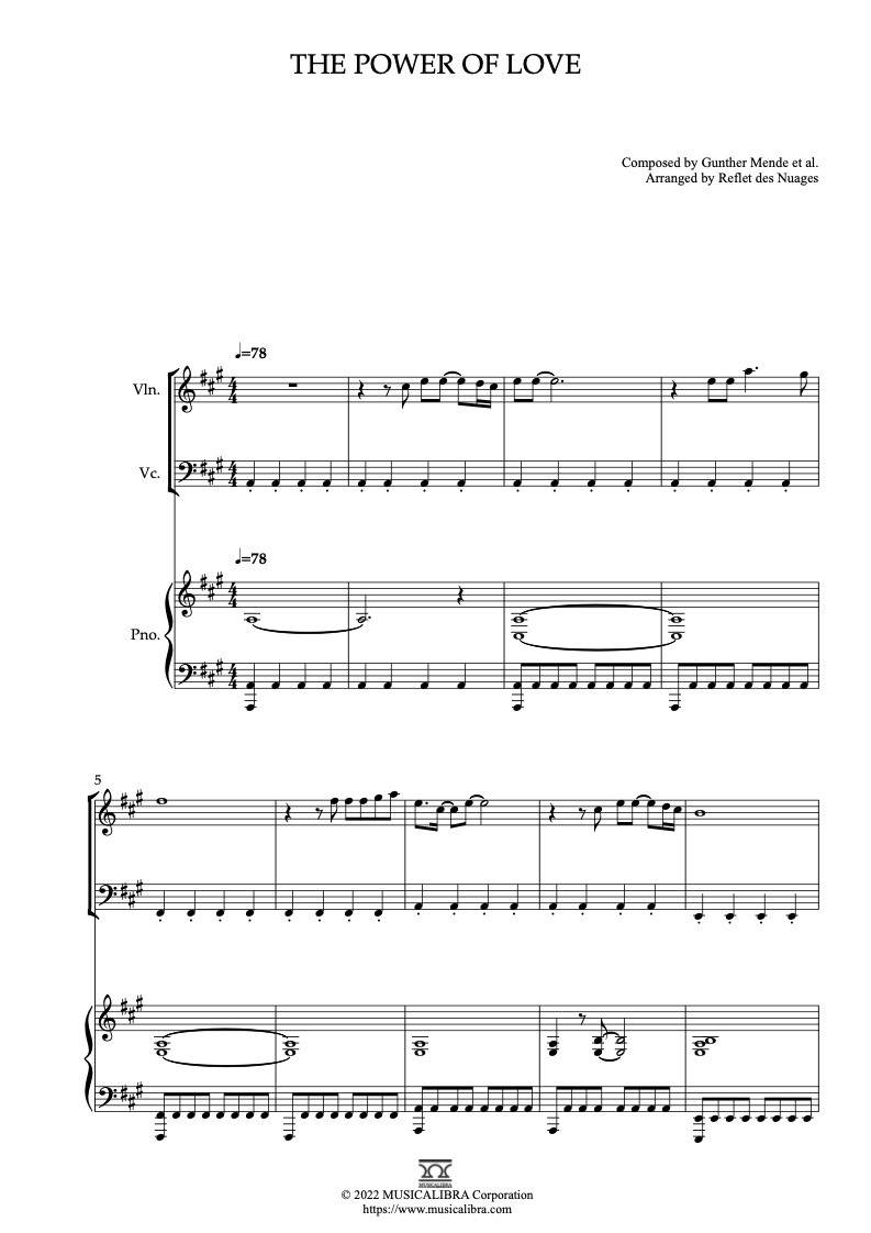 [TRIO SHEET MUSIC] The Power of Love - Violin, Cello and Piano Chamber ...