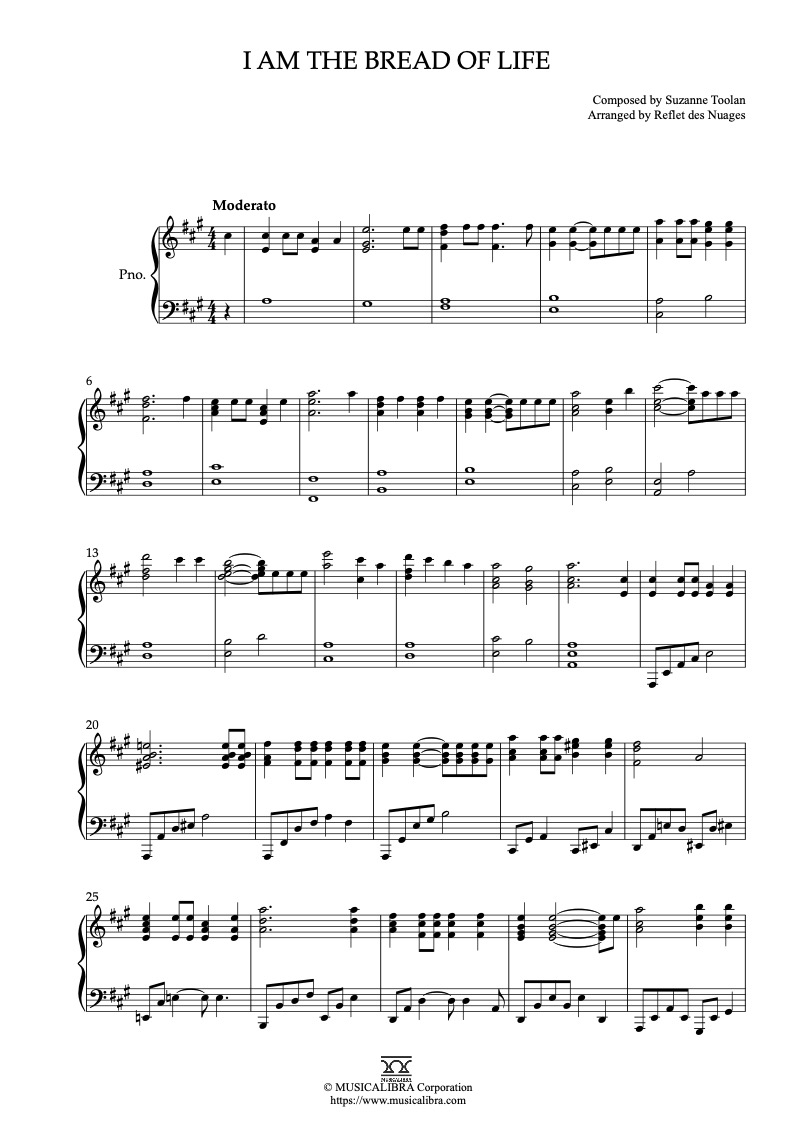 [PIANO SOLO SHEET MUSIC] I Am the Bread of Life : MUSICALIBRA