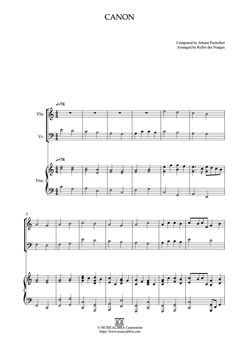 [TRIO SHEET MUSIC] Canon - Violin, Cello and Piano Chamber Ensemble : MUSICALIBRA