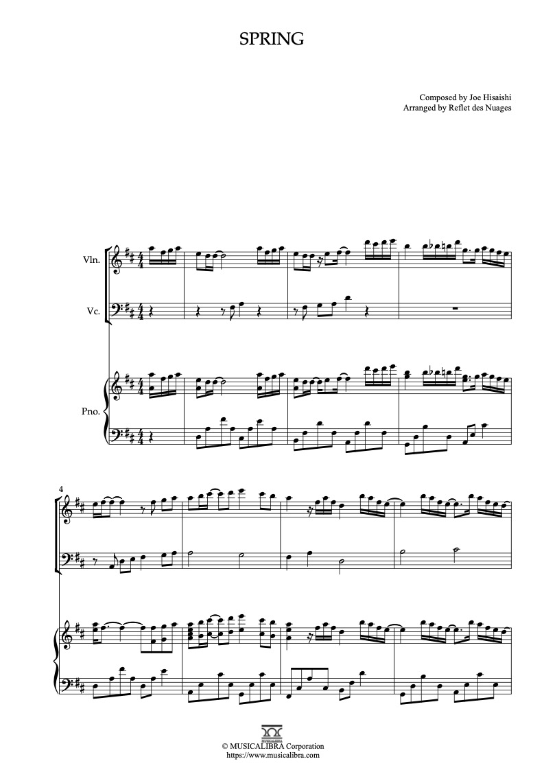 [TRIO SHEET MUSIC] Spring - Violin, Cello and Piano Chamber Ensemble ...