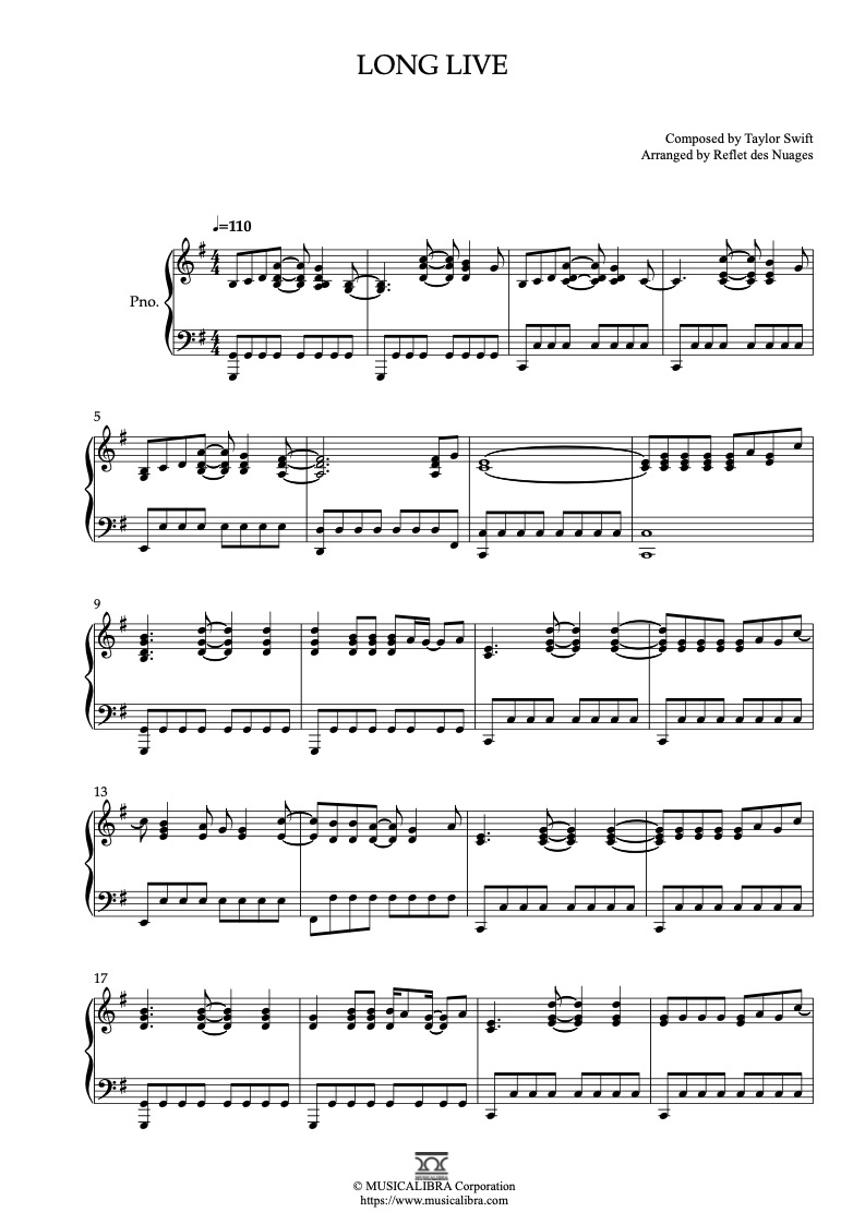 [PIANO SOLO SHEET MUSIC] Long Live : MUSICALIBRA