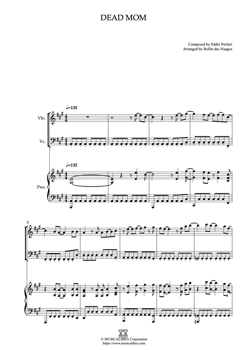 [TRIO SHEET MUSIC] Dead Mom - Violin, Cello and Piano Chamber Ensemble ...