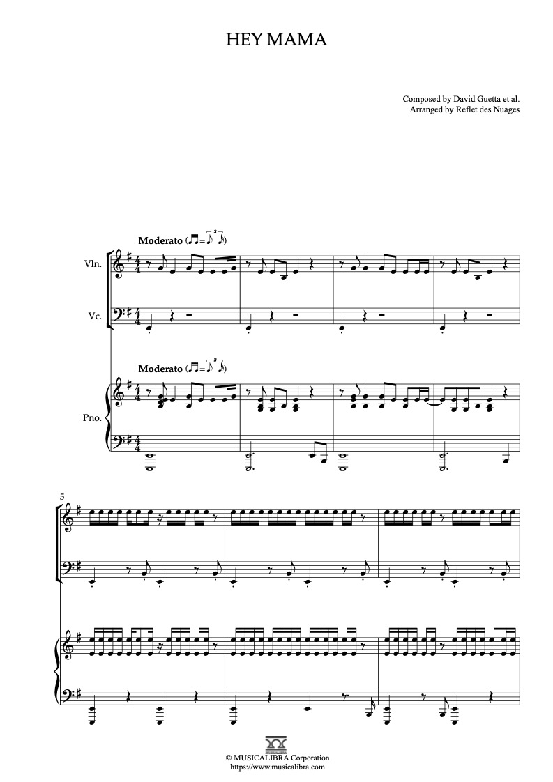 [TRIO SHEET MUSIC] Hey Mama - Violin, Cello and Piano Chamber Ensemble ...