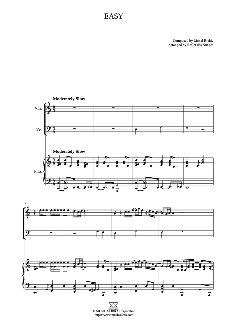 [TRIO SHEET MUSIC] Easy - Violin, Cello and Piano Chamber Ensemble ...