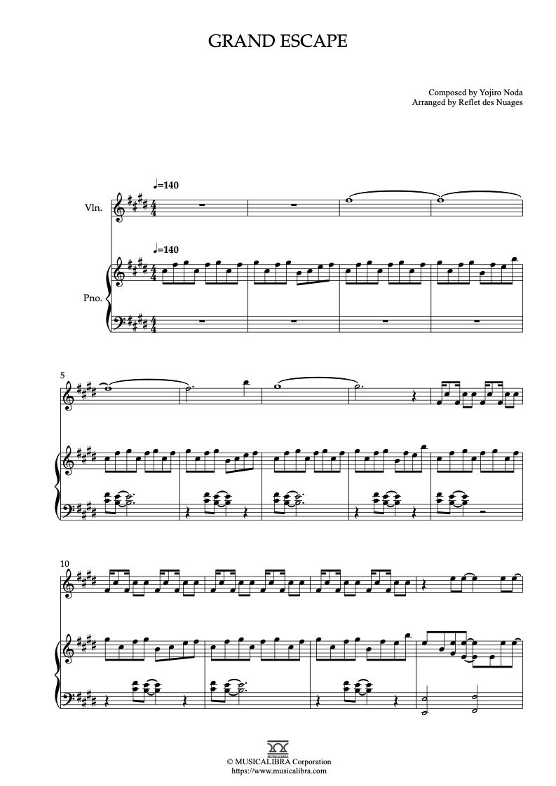 [DUET 악보] Grand Escape 편곡 악보 - 바이올린, 피아노 실내악 앙상블 : MUSICALIBRA KOREA