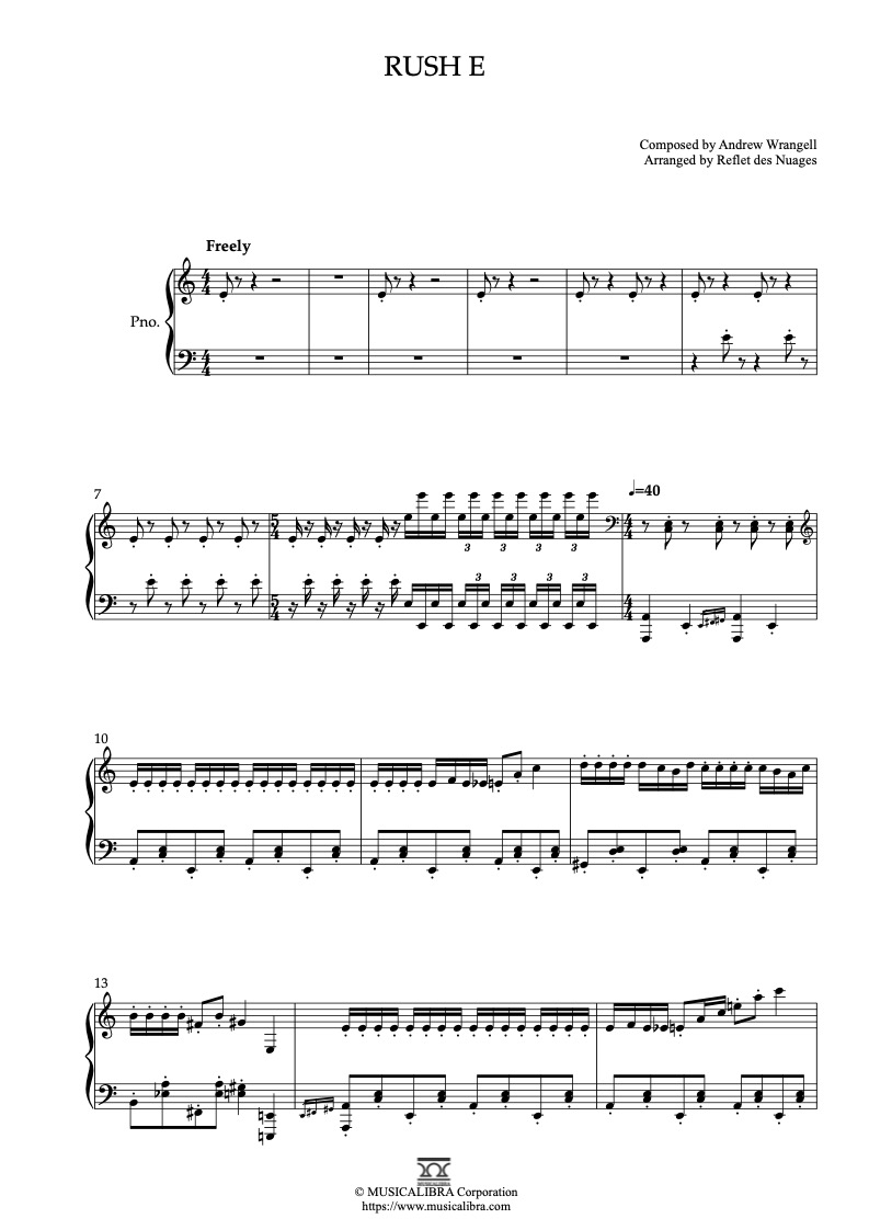 [PIANO SOLO 楽譜] Rush E ピアノ 編曲 楽譜 : MUSICALIBRA JAPAN