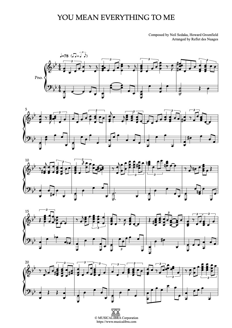 [PIANO SOLO SHEET MUSIC] You Mean Everything to Me : MUSICALIBRA