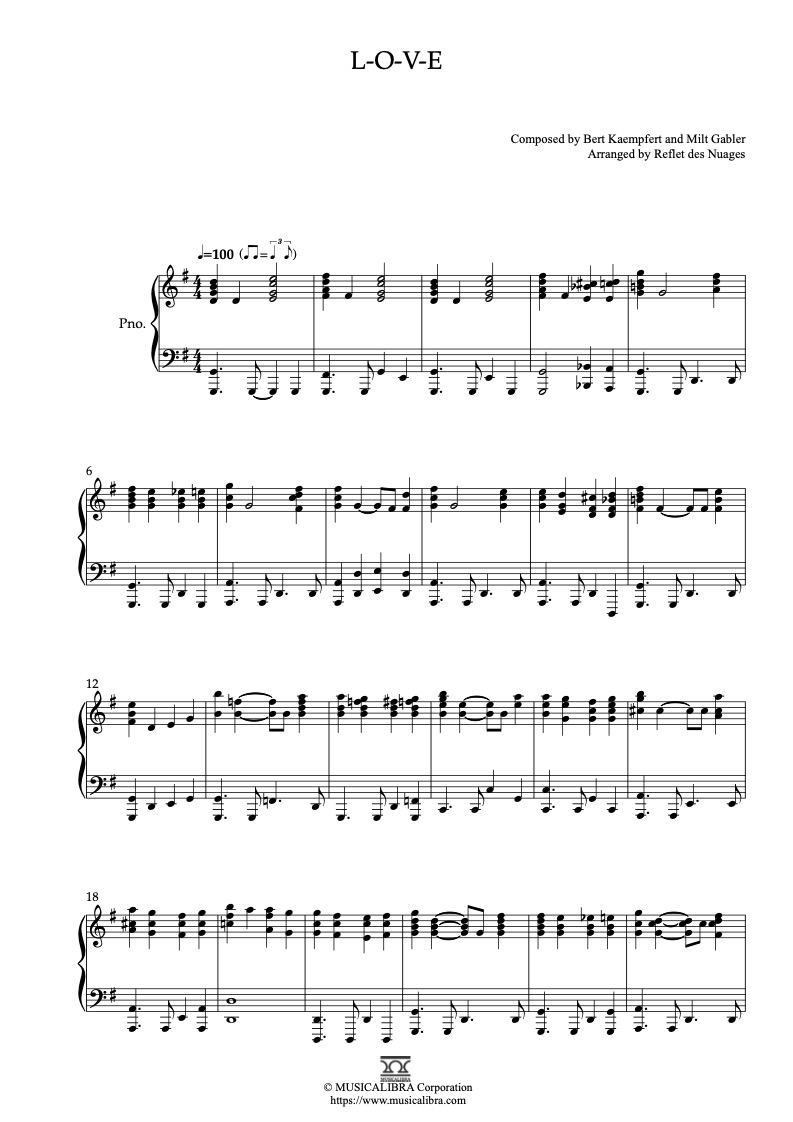 [PIANO SOLO 楽譜] L-O-V-E ピアノ 編曲 楽譜 : Musicalibra Japan