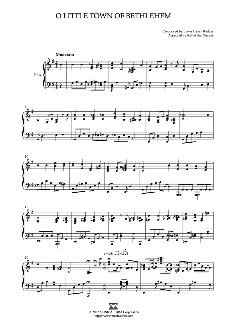 [PIANO SOLO SHEET MUSIC] O Little Town of Bethlehem Sheet Music ...