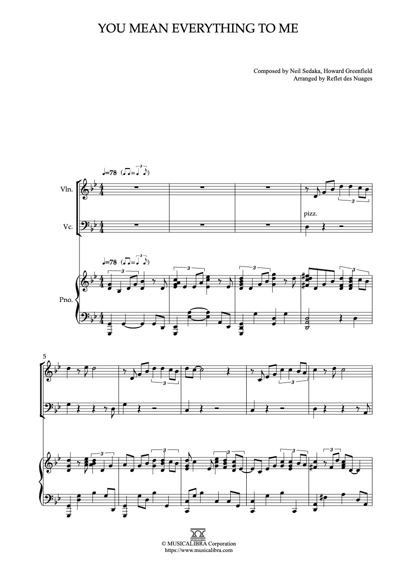 [TRIO SHEET MUSIC] You Mean Everything to Me - Violin, Cello and Piano Chamber Ensemble ...