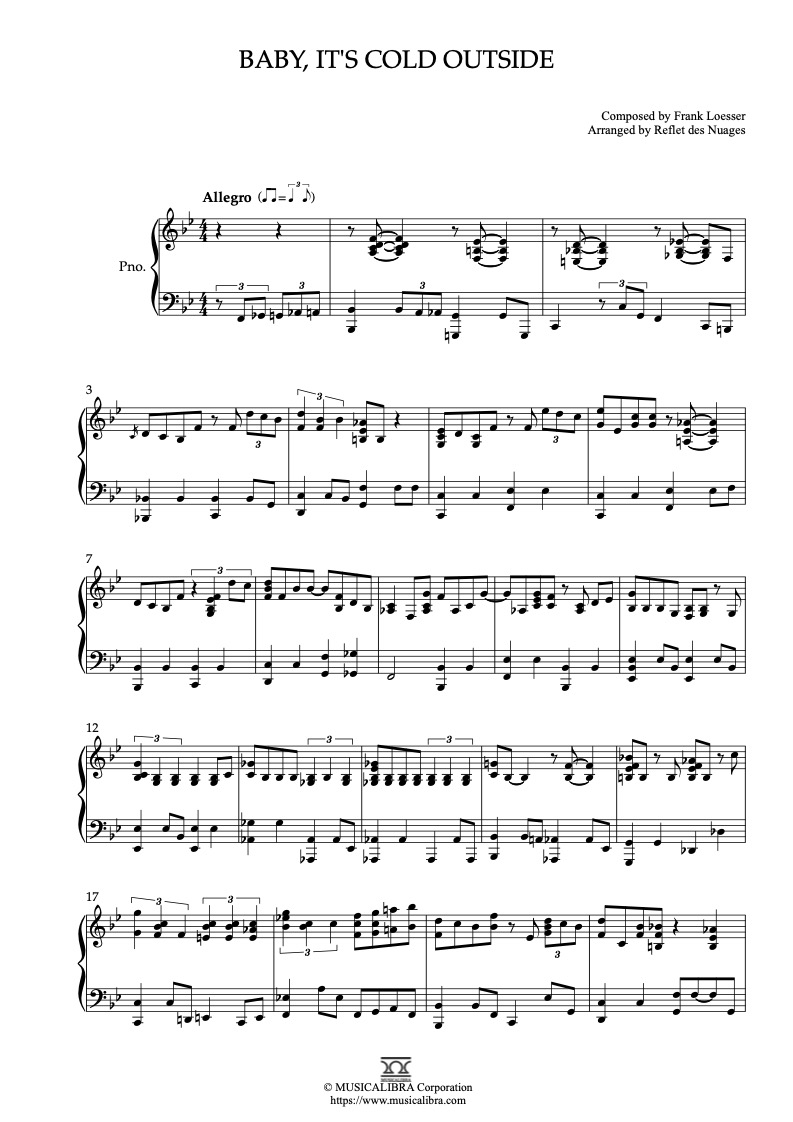 [PIANO SOLO 楽譜] Baby, It's Cold Outside ピアノ 編曲 楽譜 : MUSICALIBRA JAPAN