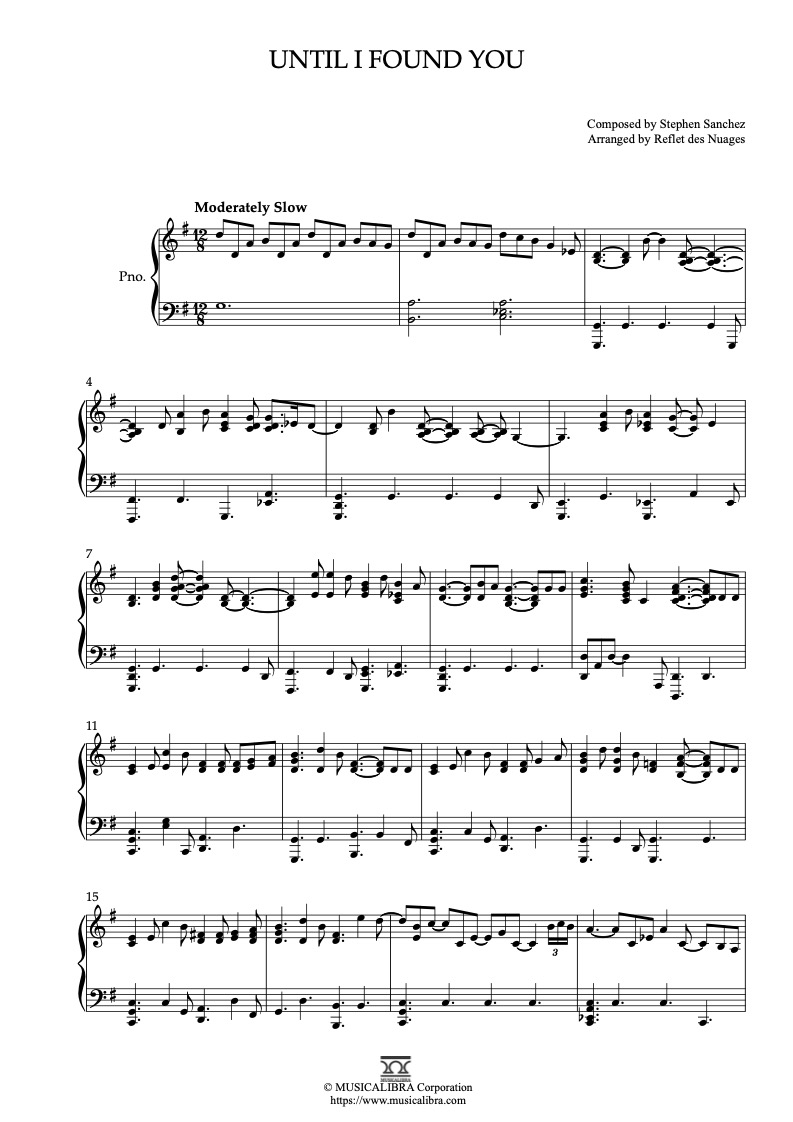 [PIANO SOLO 악보] Until I Found You 피아노 편곡 악보 : Musicalibra Korea