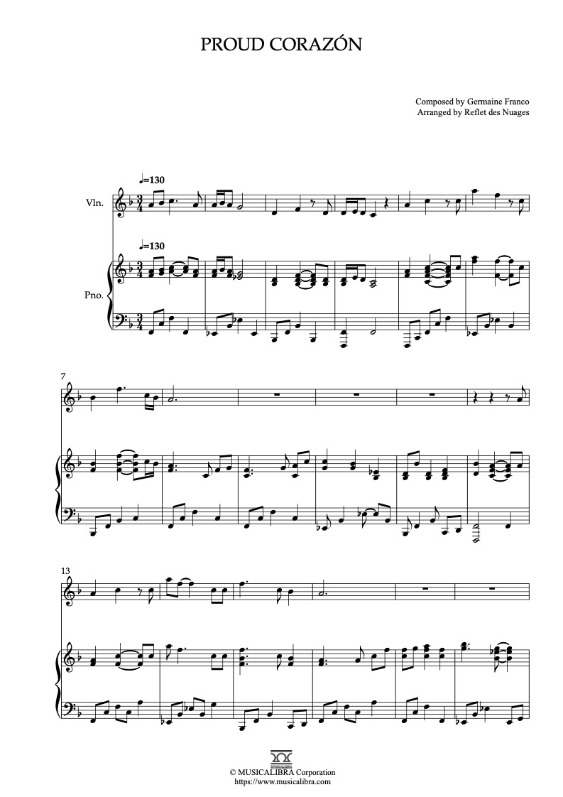 [DUET SHEET MUSIC] Proud Corazón - Violin and Piano Chamber Ensemble ...