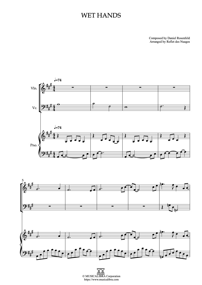 [TRIO SHEET MUSIC] Wet Hands - Violin, Cello and Piano Chamber Ensemble ...