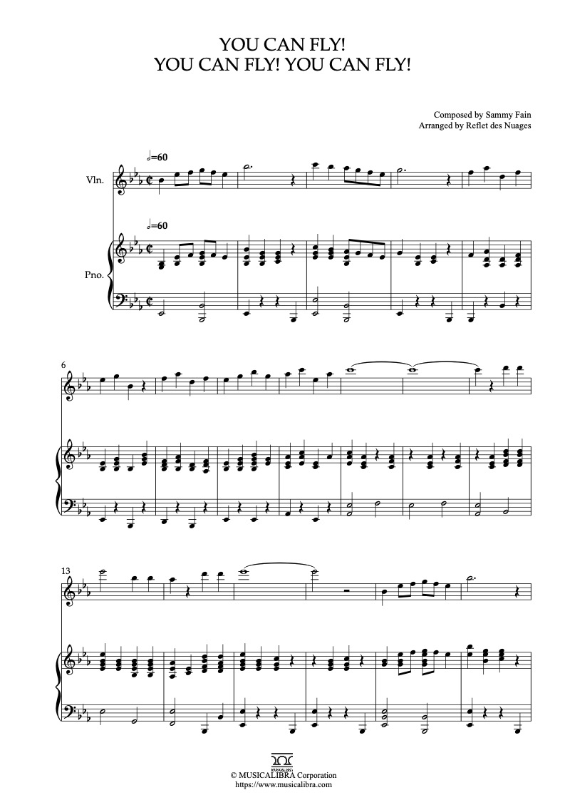 [DUET SHEET MUSIC] You Can Fly! You Can Fly! You Can Fly! - Violin and ...