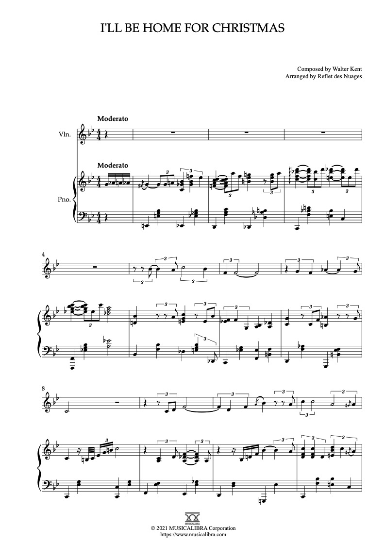 [DUET 악보] I'll Be Home for Christmas 편곡 악보 - 바이올린, 피아노 실내악 앙상블 ...