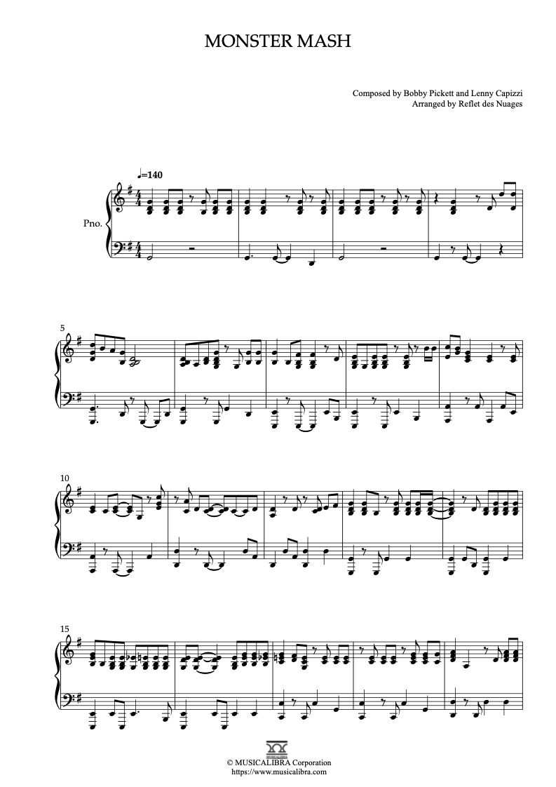 [PIANO SOLO SHEET MUSIC] Monster Mash : Musicalibra
