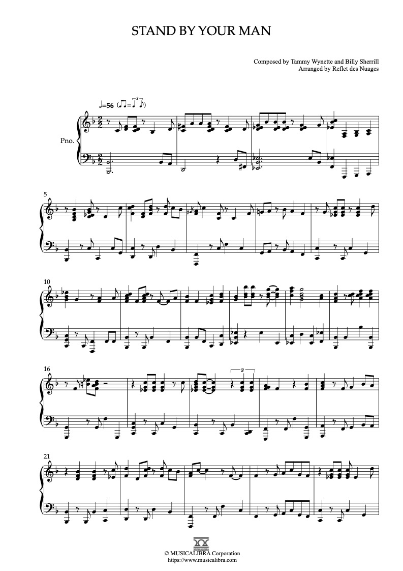 [PIANO SOLO 楽譜] Stand by Your Man ピアノ 編曲 楽譜 : MUSICALIBRA JAPAN