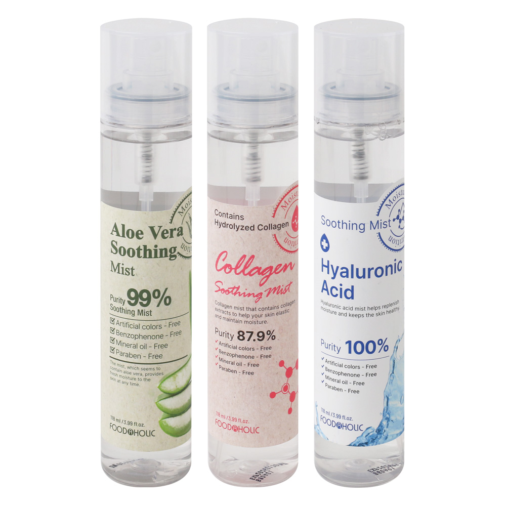 푸드어홀릭 알로에베라 콜라겐 히알루론산 수딩 미스트 118ml 3종 베로베코스메틱