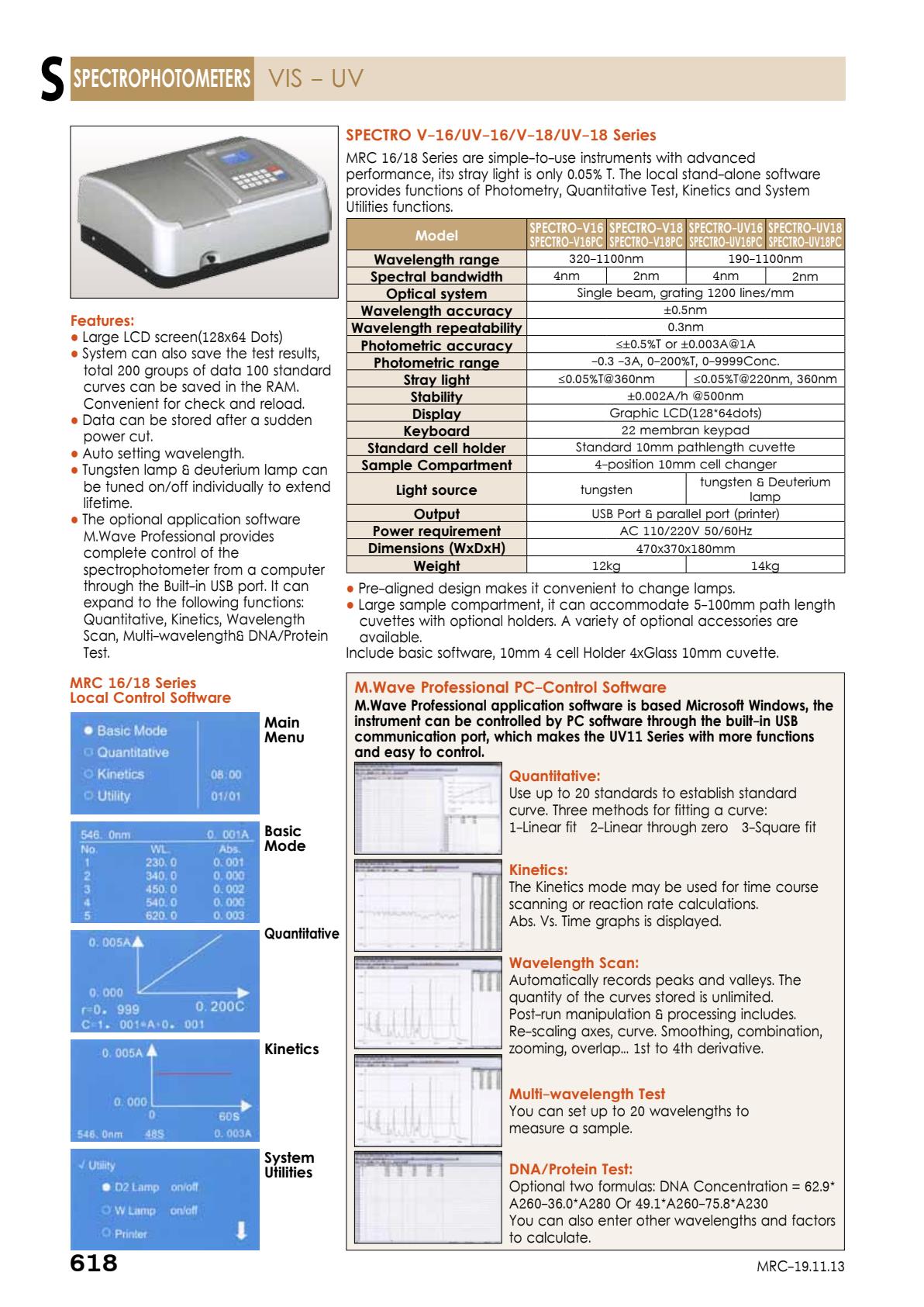 Spectro-UV/V 16/18 SERIES spectrophotometers, Spectral Bandwidth 2/4nm ...