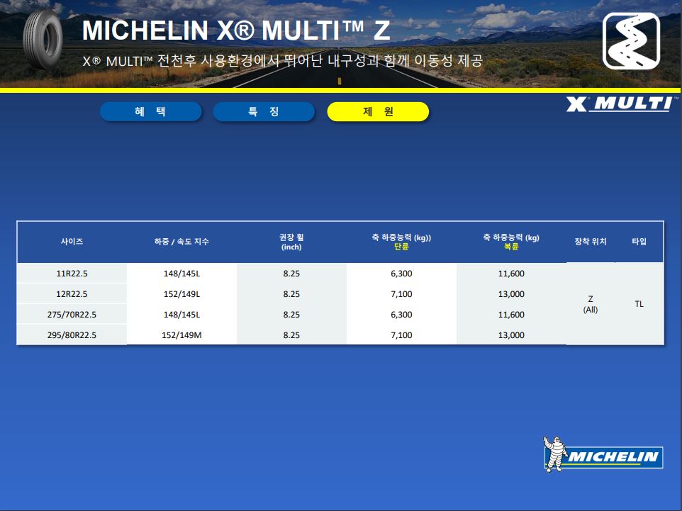 [화물/트럭/버스] 타이어 미쉐린 X MULTI D+ 295/80R22.5 : ONFF:온프