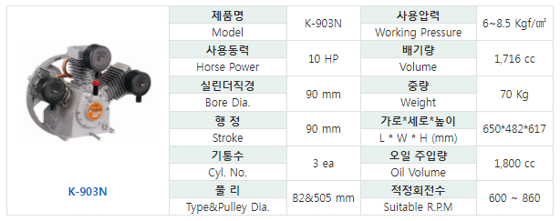 산업용콤프레샤, 10HP, 콤프렛서, 공기압축기, 10마력3상, 에어콤프레샤, SKC-903N, 자체제작
