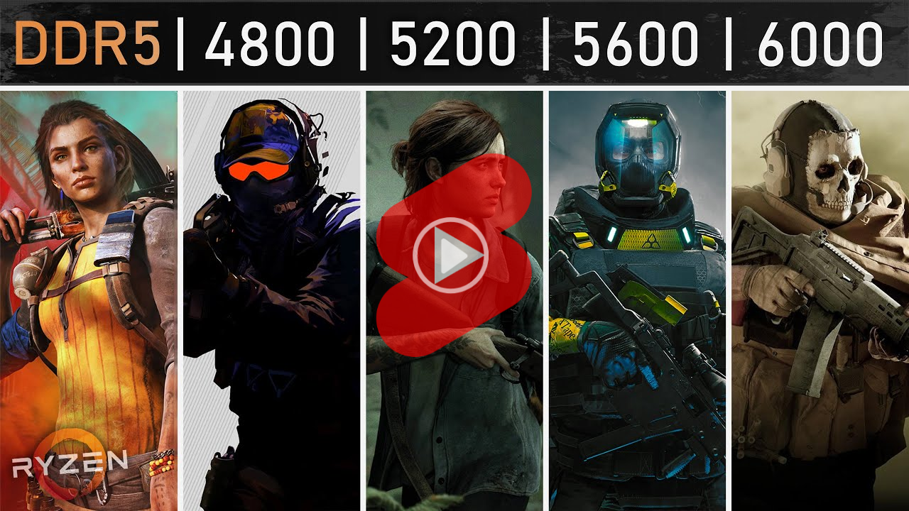 메모리 DDR5 4800 vs 5200 vs 5600 vs 6000MHz 변화에 따른 게임 성능 변화 - FHD, QHD 해상도 : PC 주요 부품 성능 확인과 비교