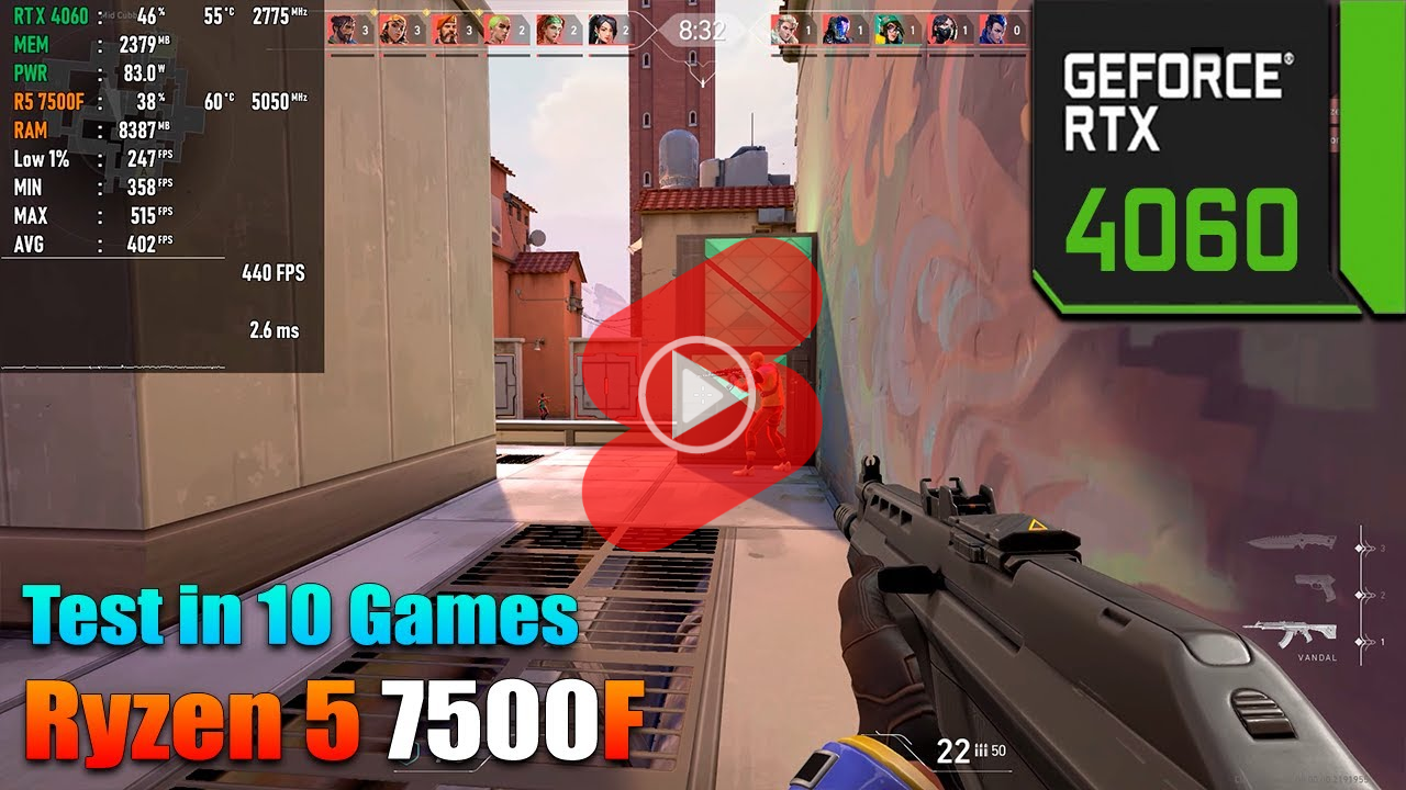 AMD CPU Ryzen 5 7500F + RTX 4060그래픽 카드 조합의 게임 성능 확인 1 - FHD 해상도 : PC 주요 부품 성능 확인과 비교