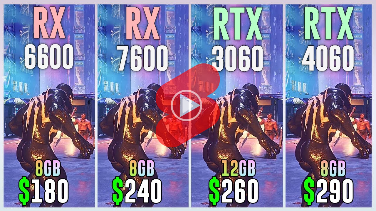 라데온 RX 6600 vs RX 7600 vs 엔비디아 RTX 3060 vs RTX 4060 게임 성능 비교 -FHD, QHD, 4K 해상도 : PC 주요 부품 성능 확인과 비교