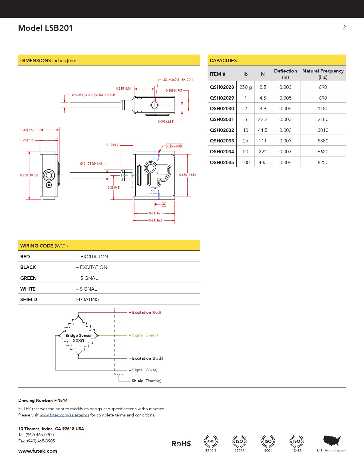 FUTEK LSB201 Miniature S-Beam Jr. Load Cell 2.0 : 지니어스인더스트리 - 대한민국 No.1 ...