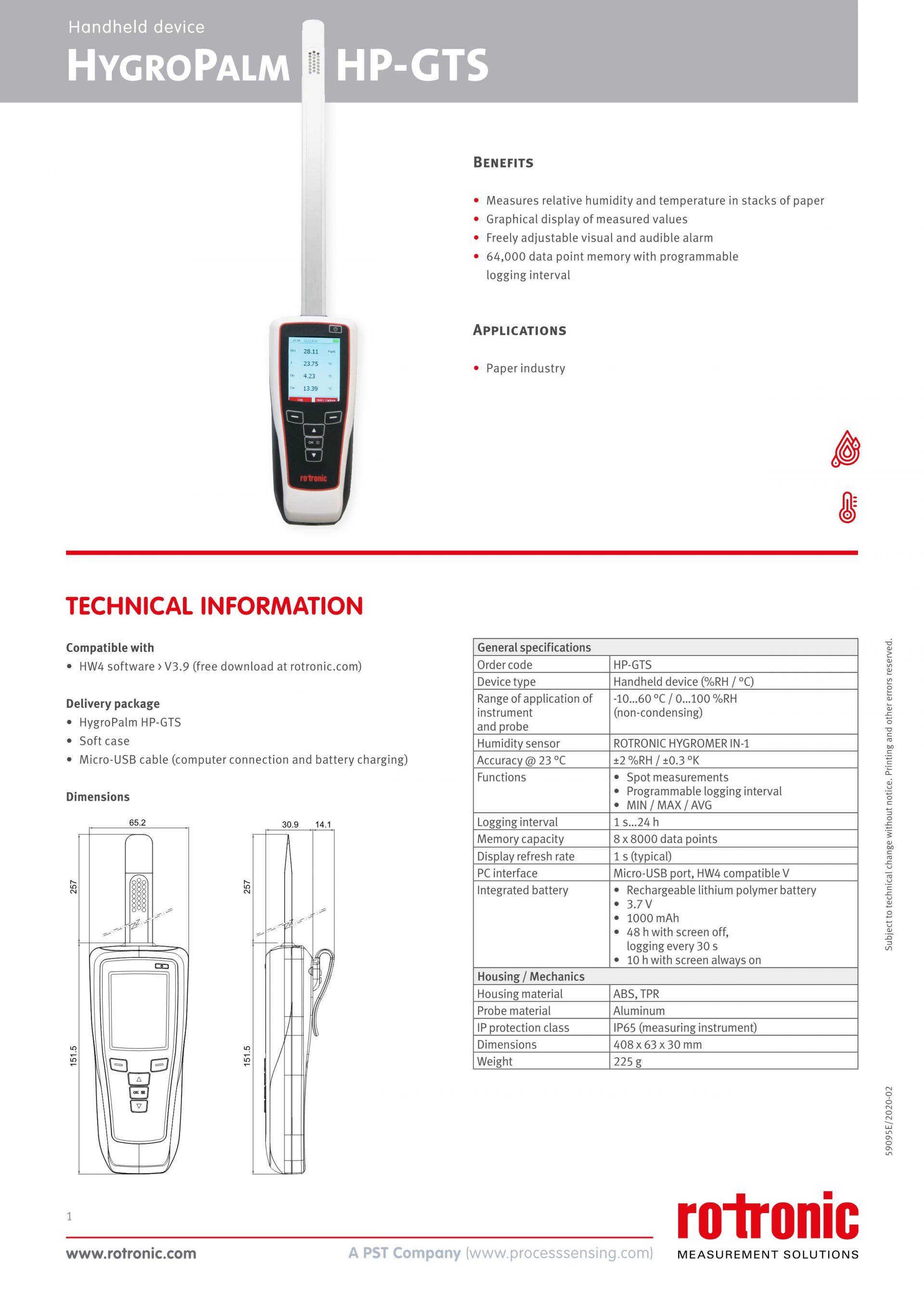 ROTRONIC HP-GTS 제지산업용 측정장치 : 지니어스인더스트리 - 대한민국 No.1 산업장비 공급채널