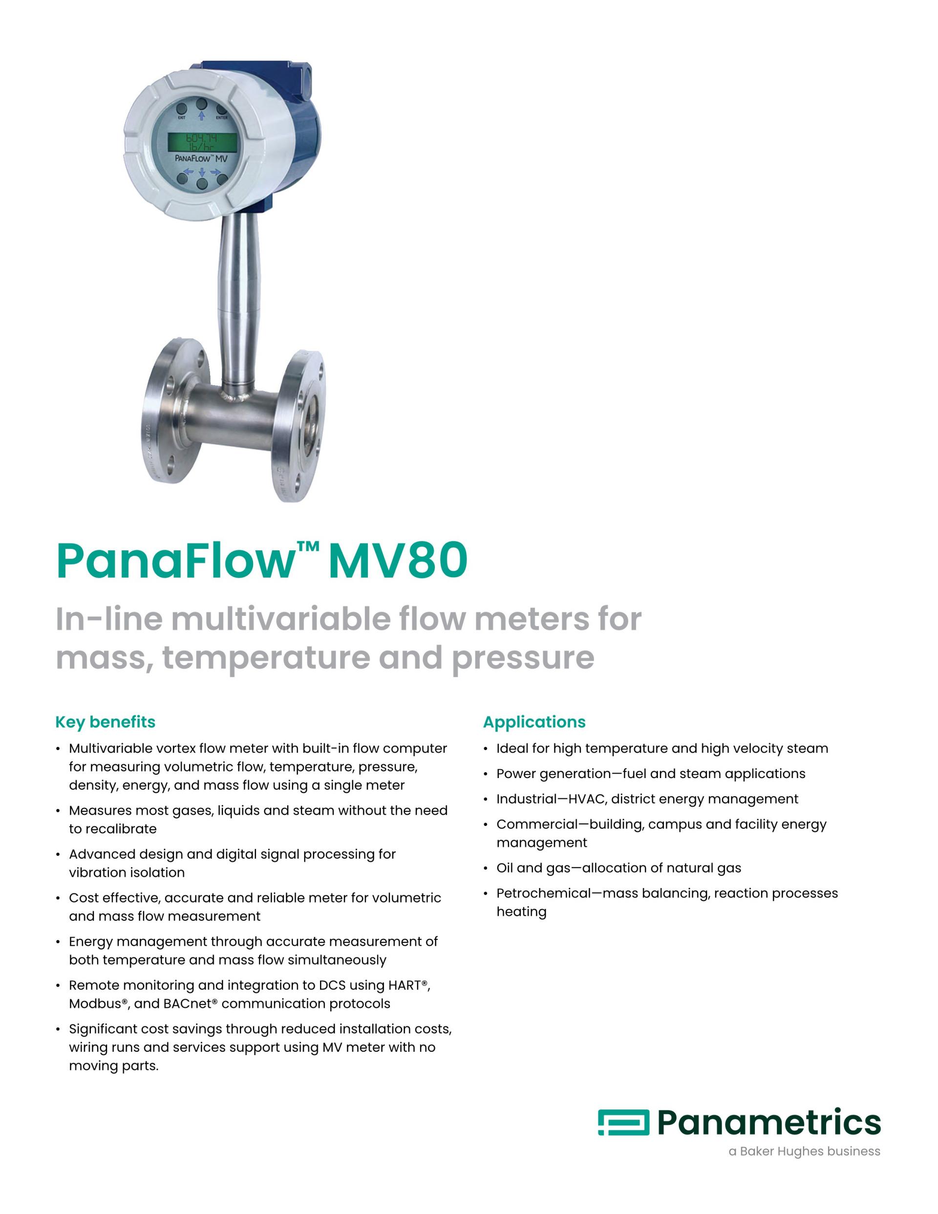 PANAMETRICS MV80 단관형 다변수 질량 볼텍스유량계 : 지니어스인더스트리 - 대한민국 No.1 산업장비 공급채널