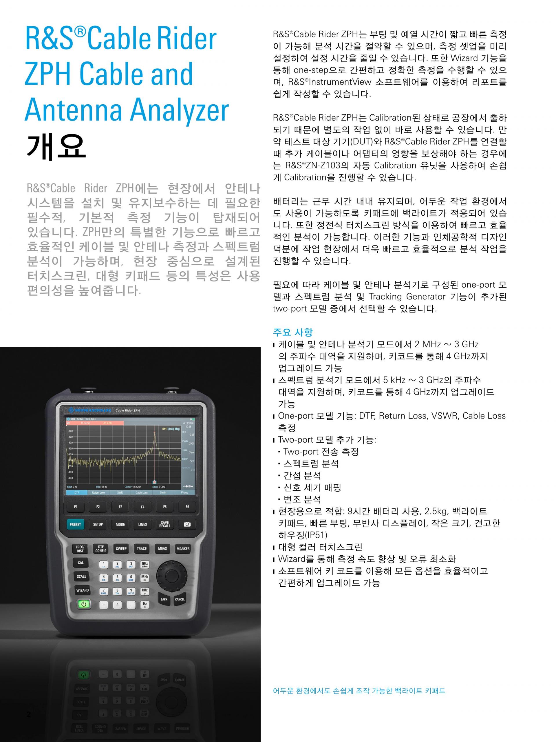 ROHDE & SCHWARZ ZPH 케이블 라이더 : 지니어스인더스트리 - 대한민국 No.1 산업장비 공급채널