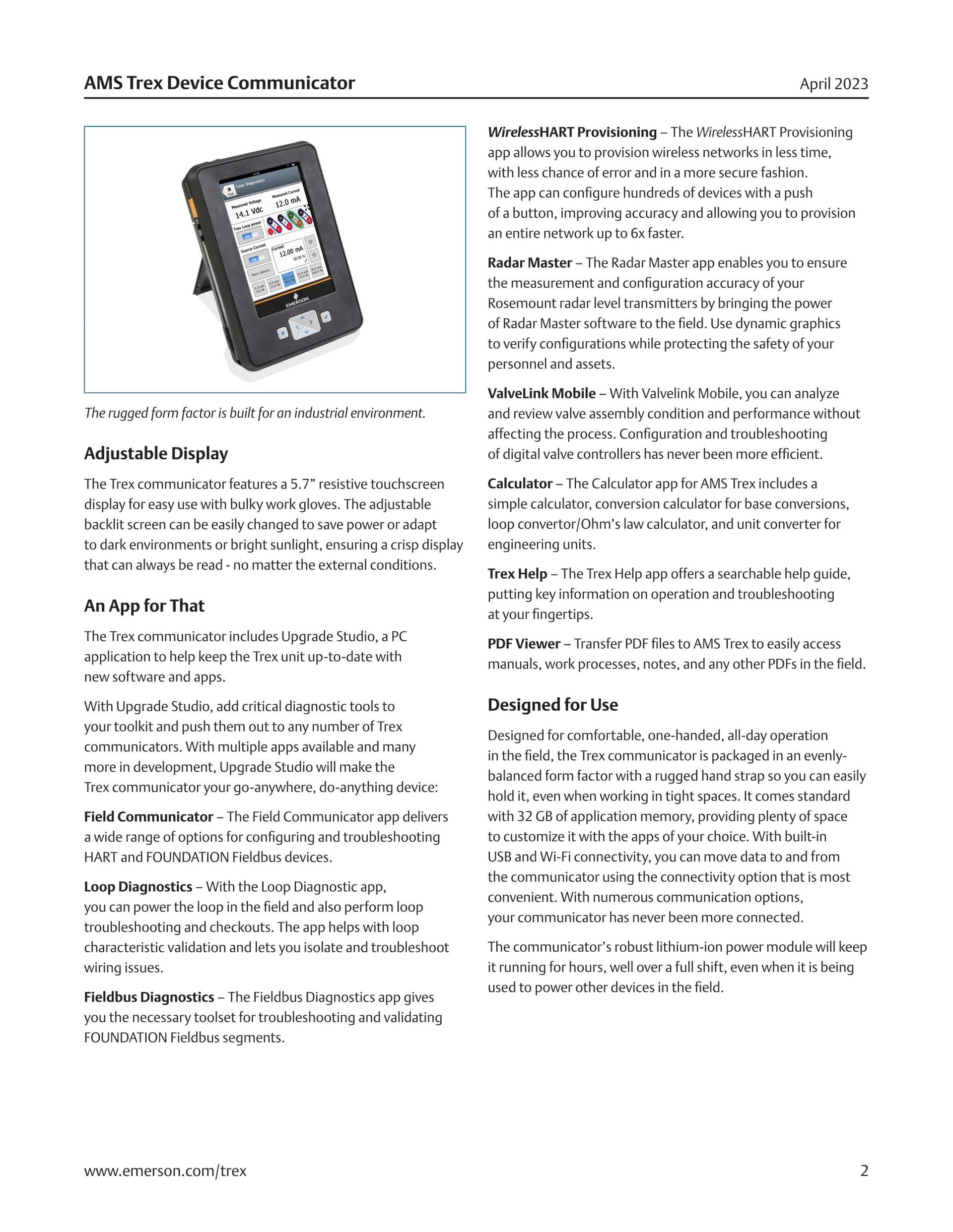 EMERSON AMS Trex 하트 커뮤니케이터 : 지니어스인더스트리 - 대한민국 No.1 산업장비 공급채널