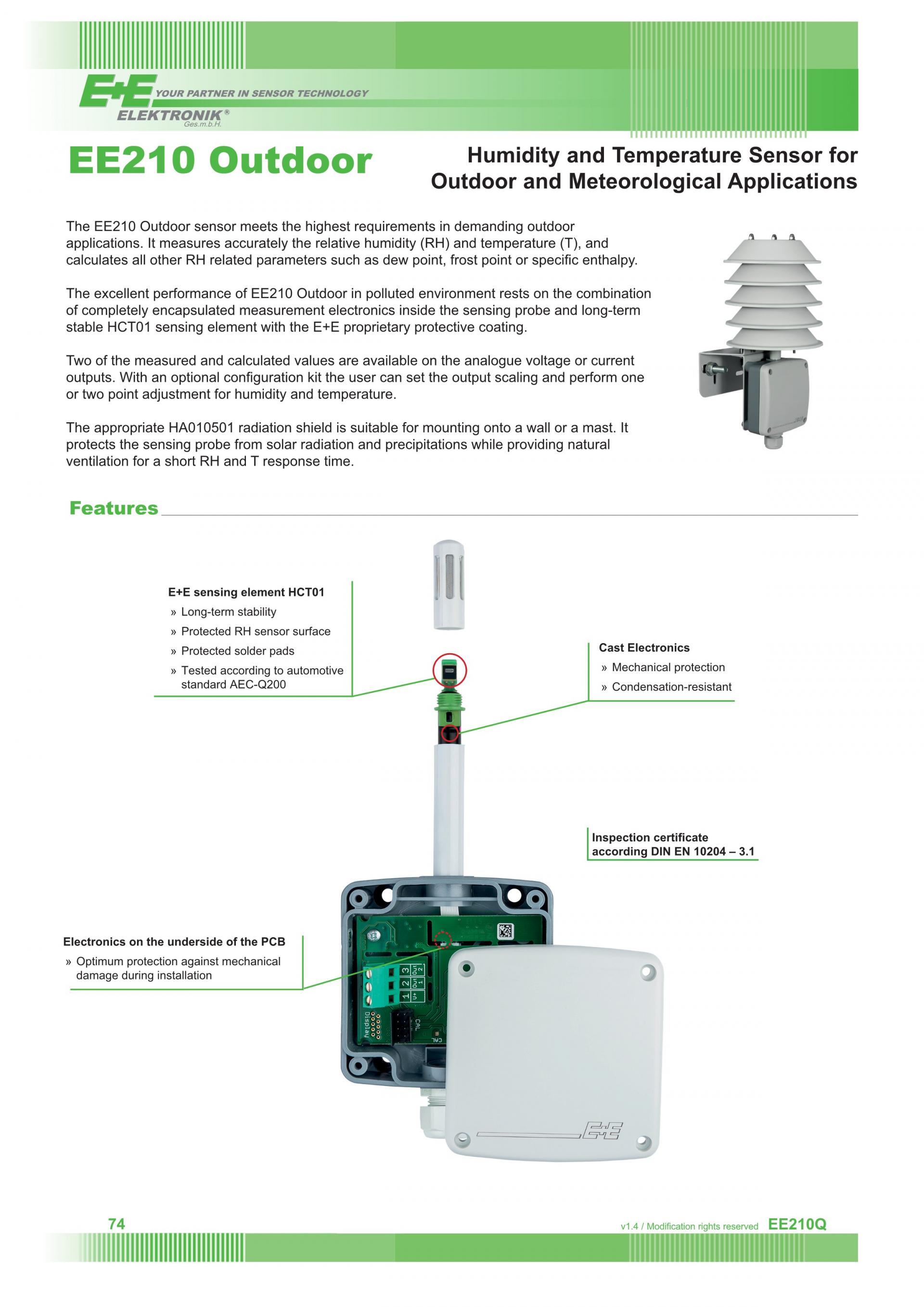 E+E EE210 Outdoor 실외 및 기상용 온습도 트랜스미터 : 지니어스인더스트리 - 대한민국 No.1 산업장비 공급채널