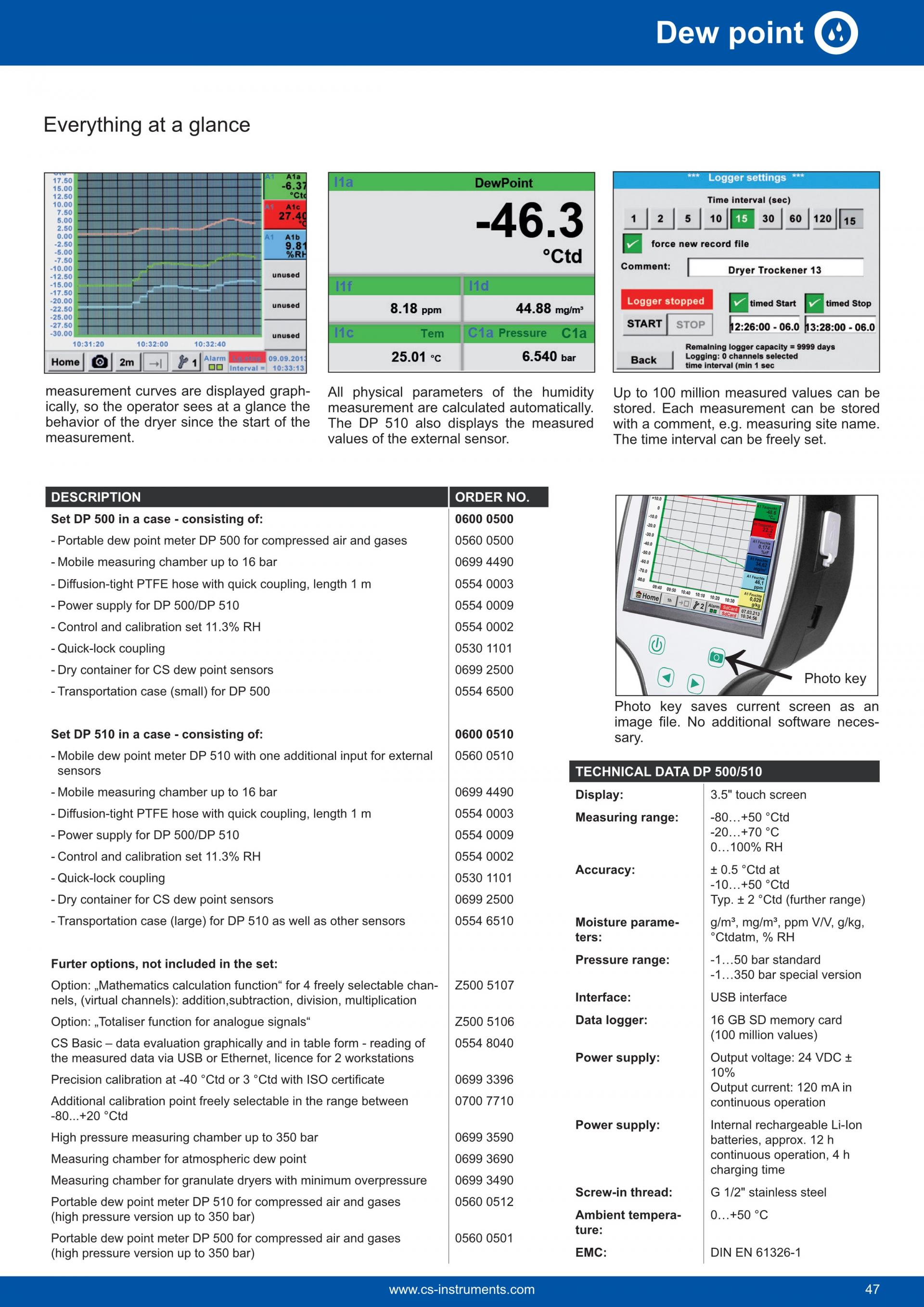 CS INSTRUMENTS DP 500 지능형 기록장치 포함 휴대용 노점측정기 : 지니어스인더스트리 - 대한민국 No.1 산업 ...