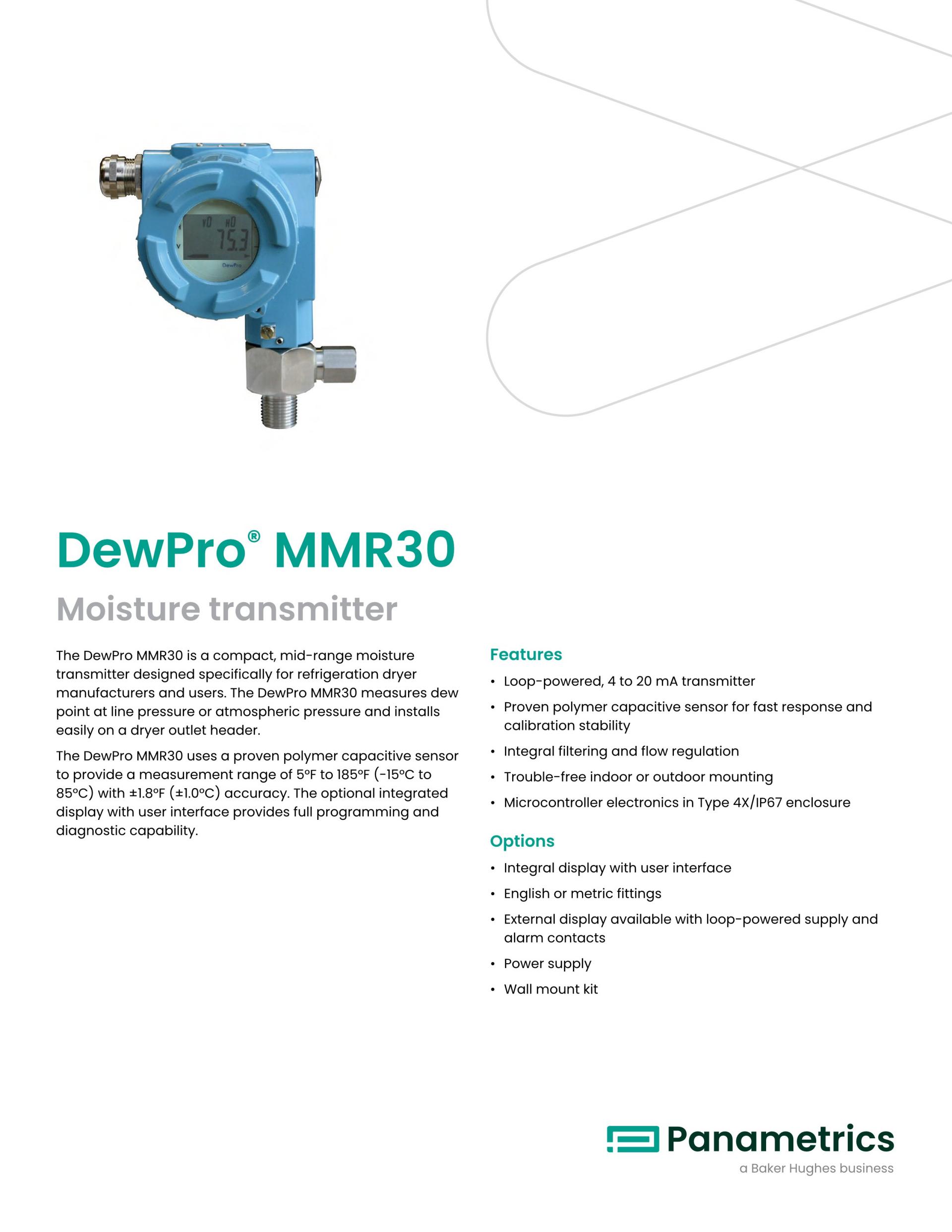 PANAMETRICS DewPro MMR30 수분 트랜스미터 : 지니어스인더스트리 - 대한민국 No.1 산업장비 공급채널