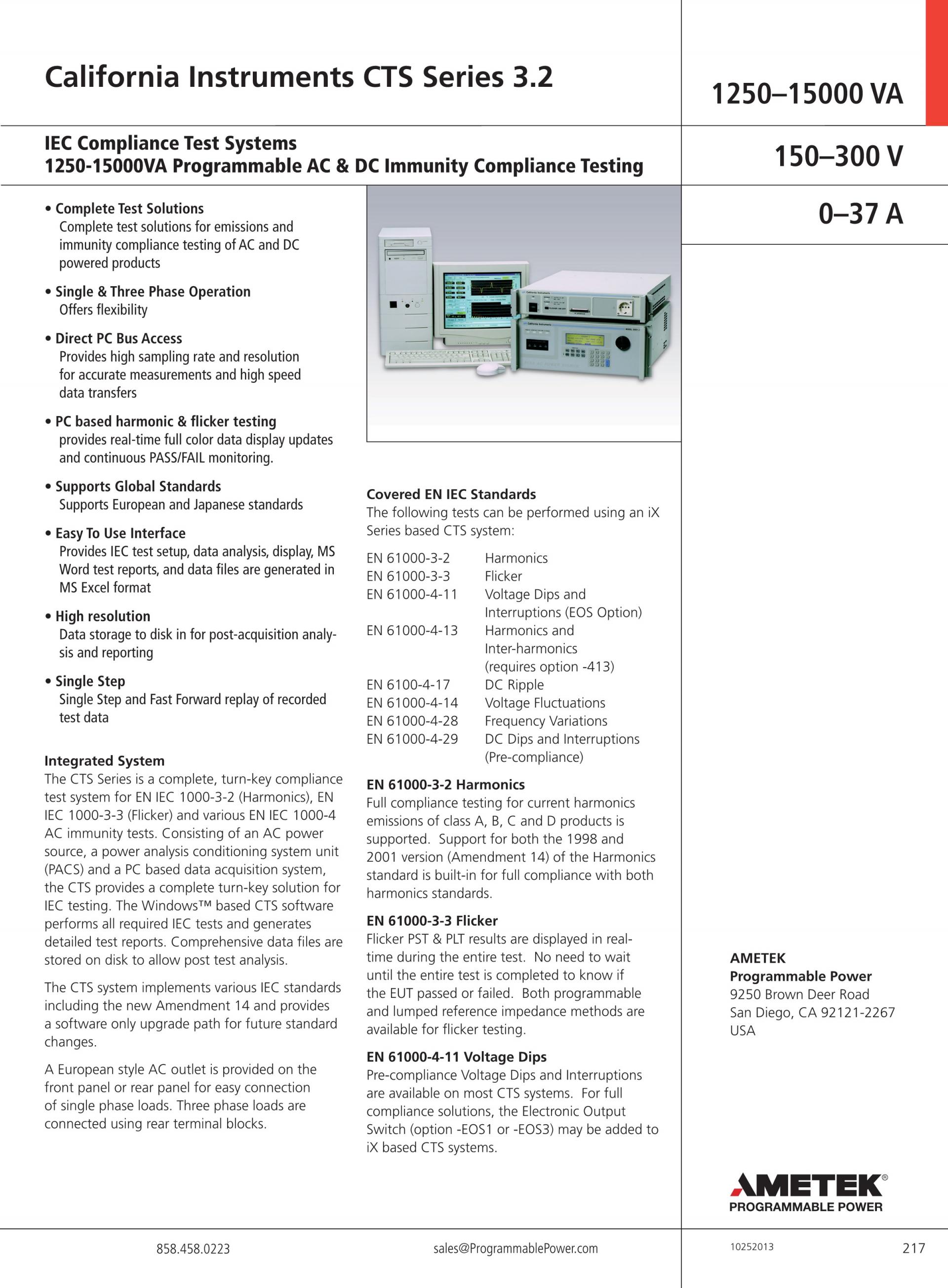 AMETEK CTS SERIES 3.2 고조파 및 플리커 테스트 시스템 : 지니어스인더스트리 - 대한민국 No.1 산업장비 공급채널