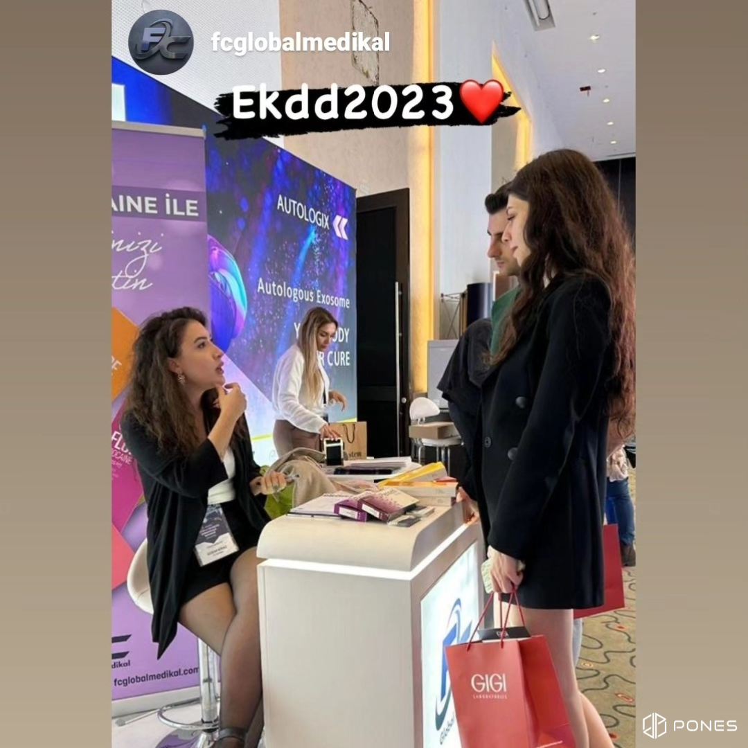 포네스의 Turkiye 파트너 FC Global Medikal 업체가 Flore Filler 와 함께 "EKDD 2023"에 ...