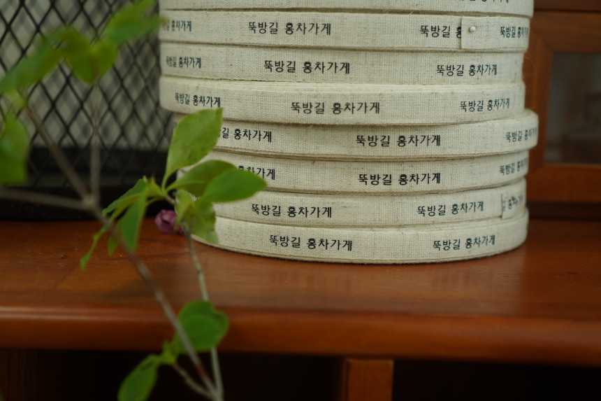 [맞춤제작] 리본 린넨 원단 브랜드 로고 아날로그지