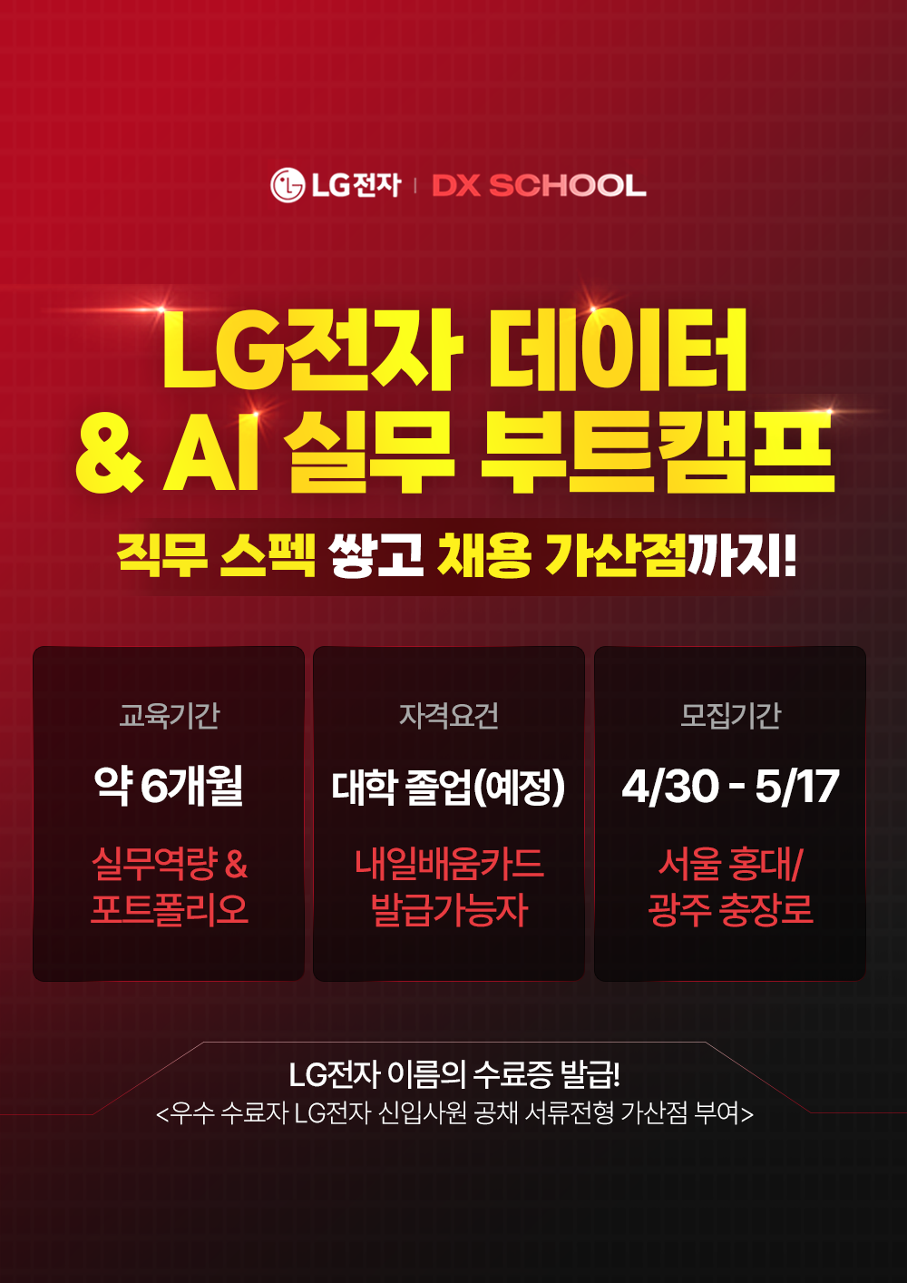LG전자 DX SCHOOL 1기 (데이터 & AI 부트캠프) : 한국PR협회 | 취업정보∙공모전