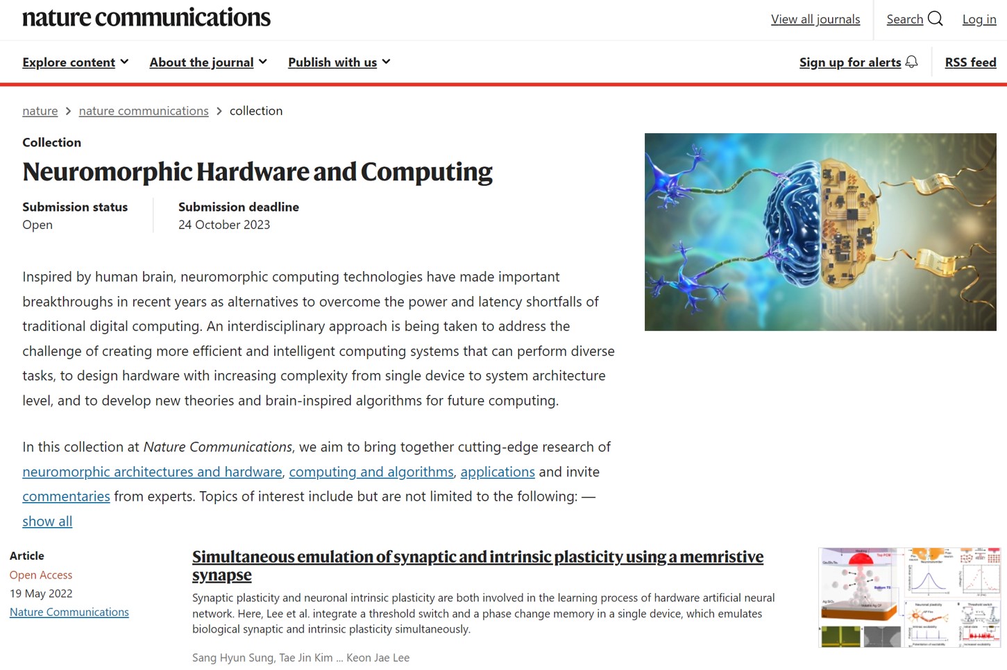Editor's collection of neuromorphic computing by Nature Communications ...